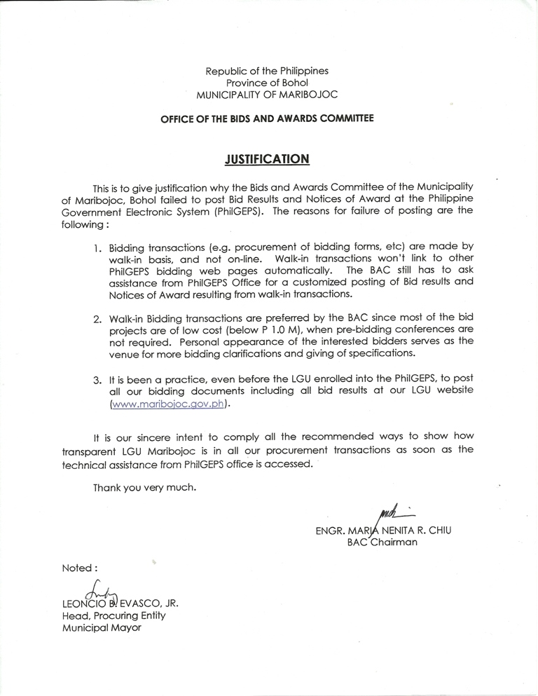 Office of the Bids & Awards Committee | Maribojoc Municipal Government